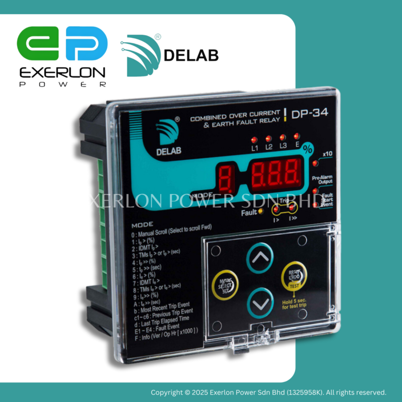 DELAB DP-34 earth Fault and over current Relay DP34 efr efocr ocr ...